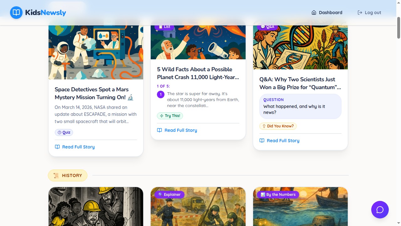 KidsNewsly — Weekly News for Curious Kids